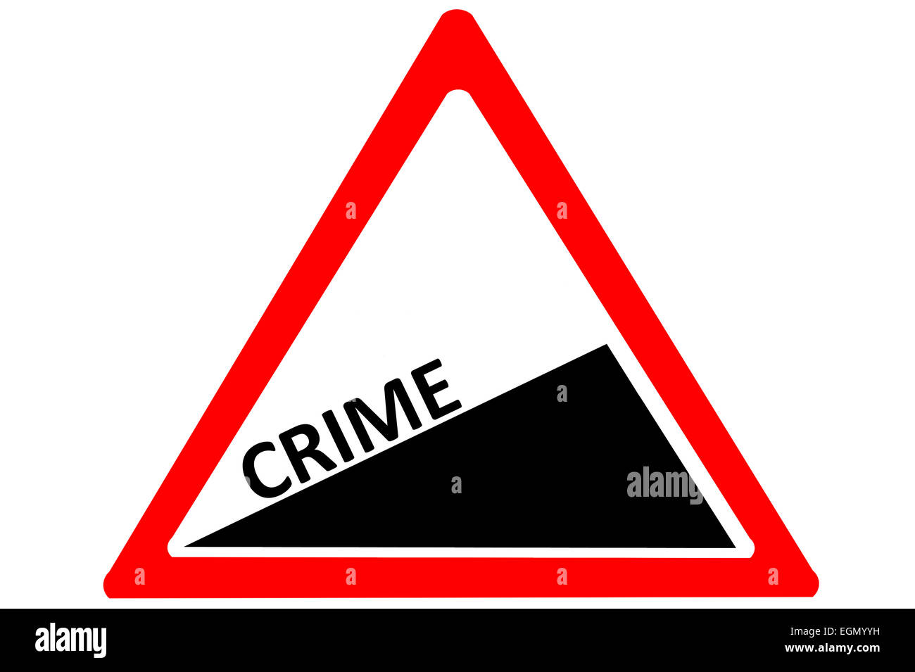 Crime increasing warning road sign isolated on white background Stock ...