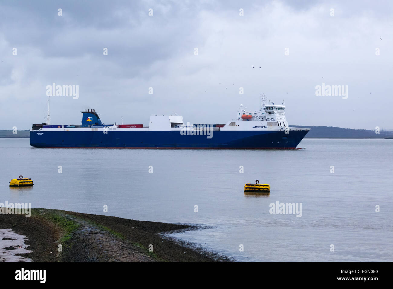 P and O Lorry Ferry Passing Canvey Island Heading for Tilbury Stock ...