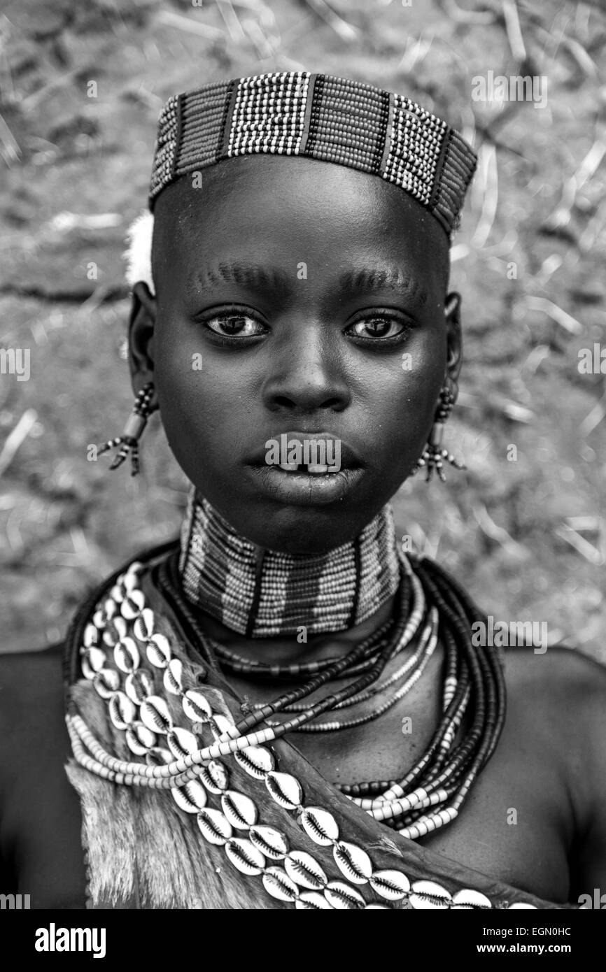 A Portrait Of A Young Woman From The Hamer Tribe, The Monday Market ...