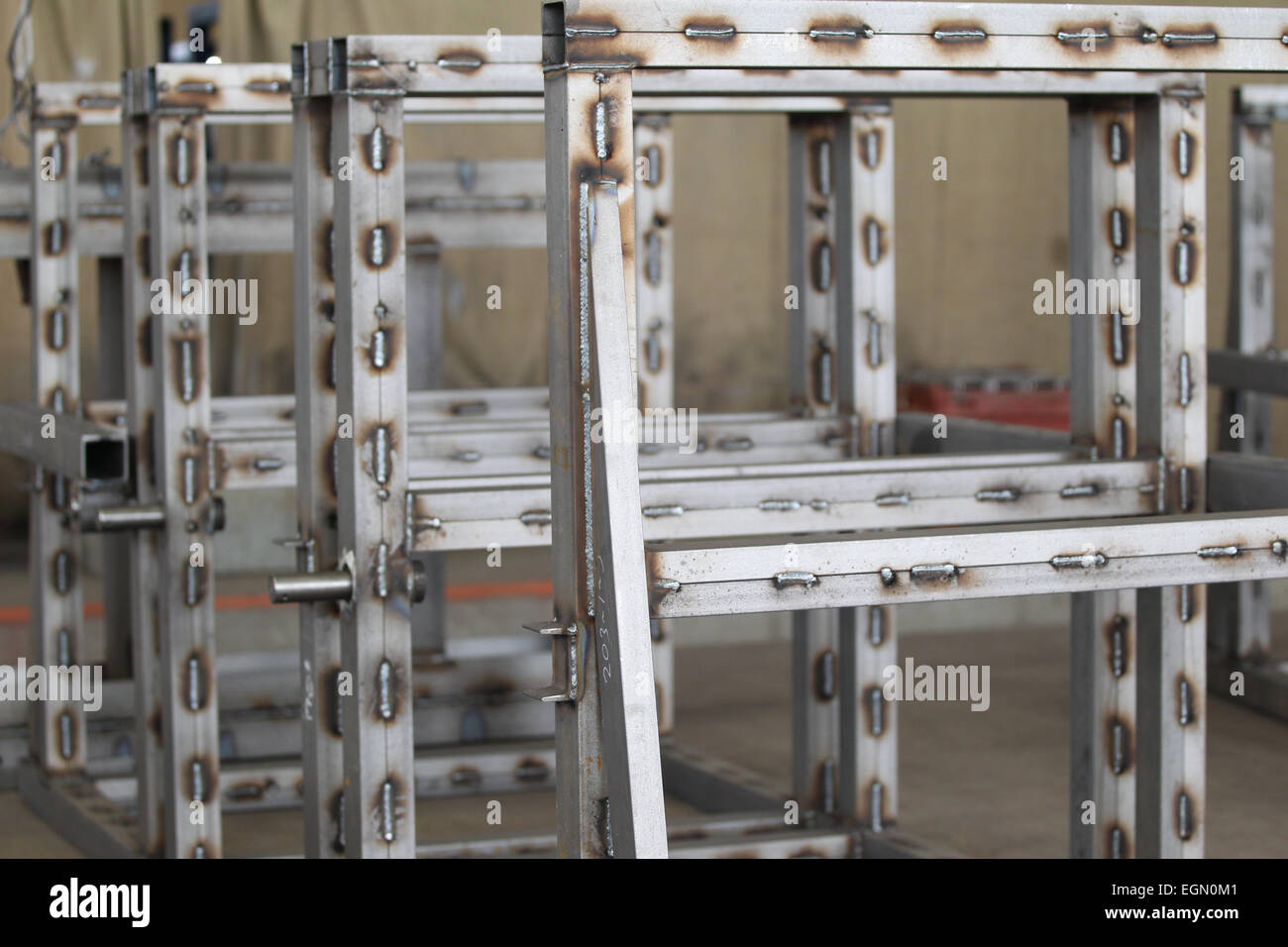 various elements of steel structures for further assembly Stock Photo ...