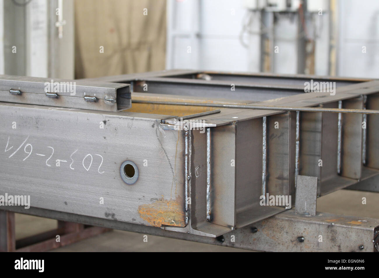 various elements of steel structures for further assembly Stock Photo ...