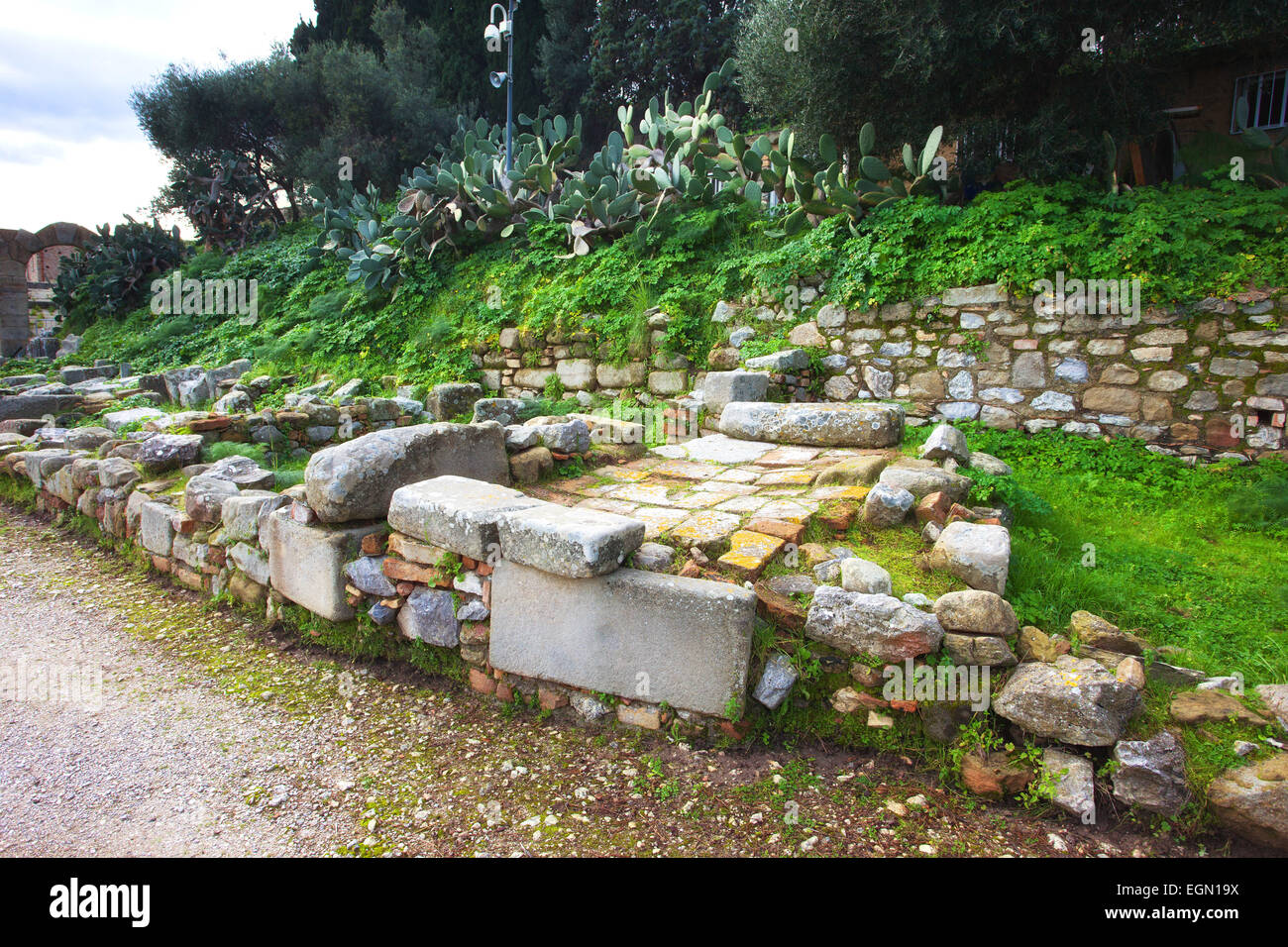 Ancient city of Tindari, the ruins of houses Stock Photo - Alamy