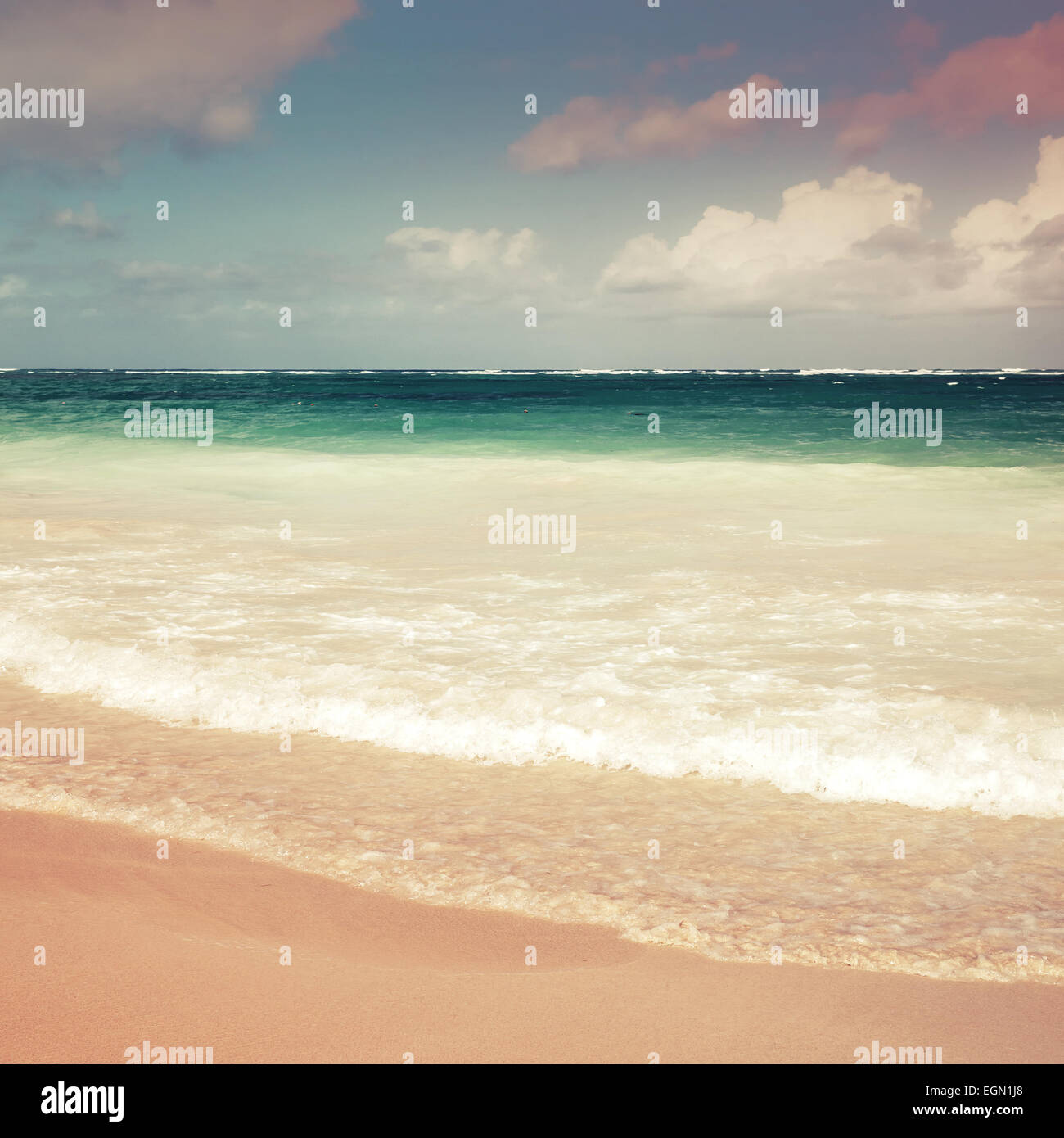 Colorful sea landscape. Atlantic ocean coast, Dominican republic, Punta ...