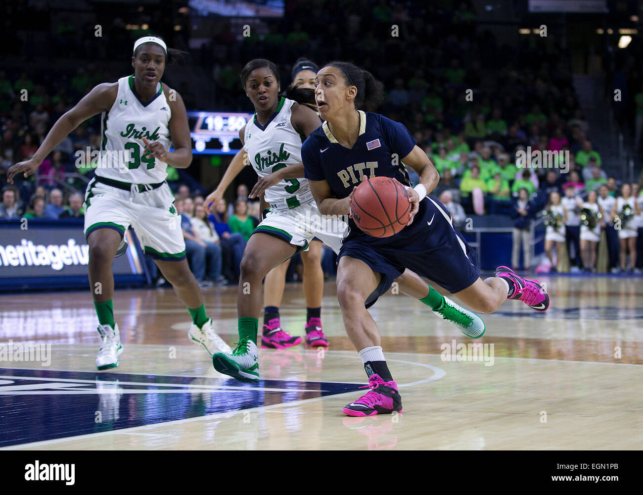 Indiana, USA. 26th February, 2015. Pittsburgh guard Brianna Kiesel (3 ...