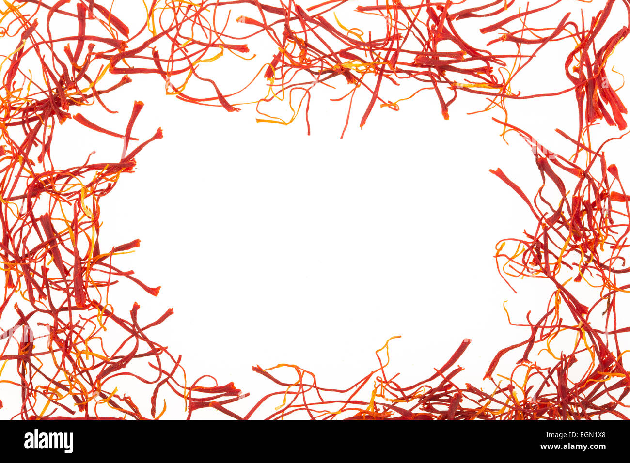 Frame of saffron isolated on white background Stock Photo - Alamy