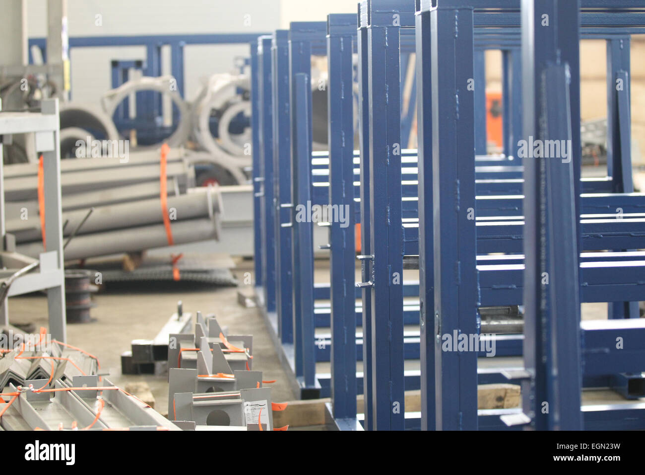 various elements of steel structures for further assembly Stock Photo ...