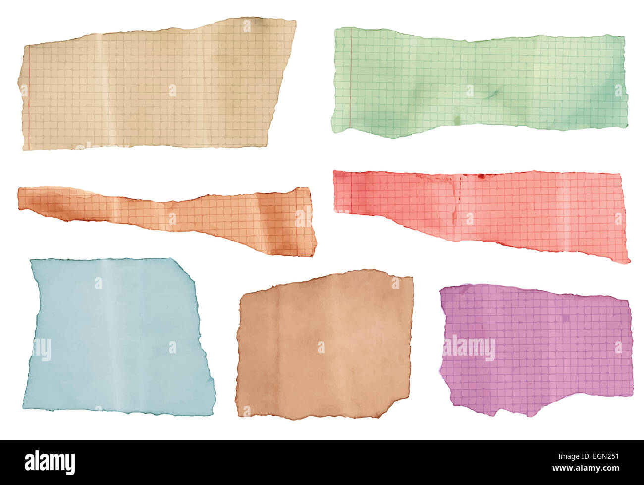 Set of various colorful torned note papers Stock Photo - Alamy