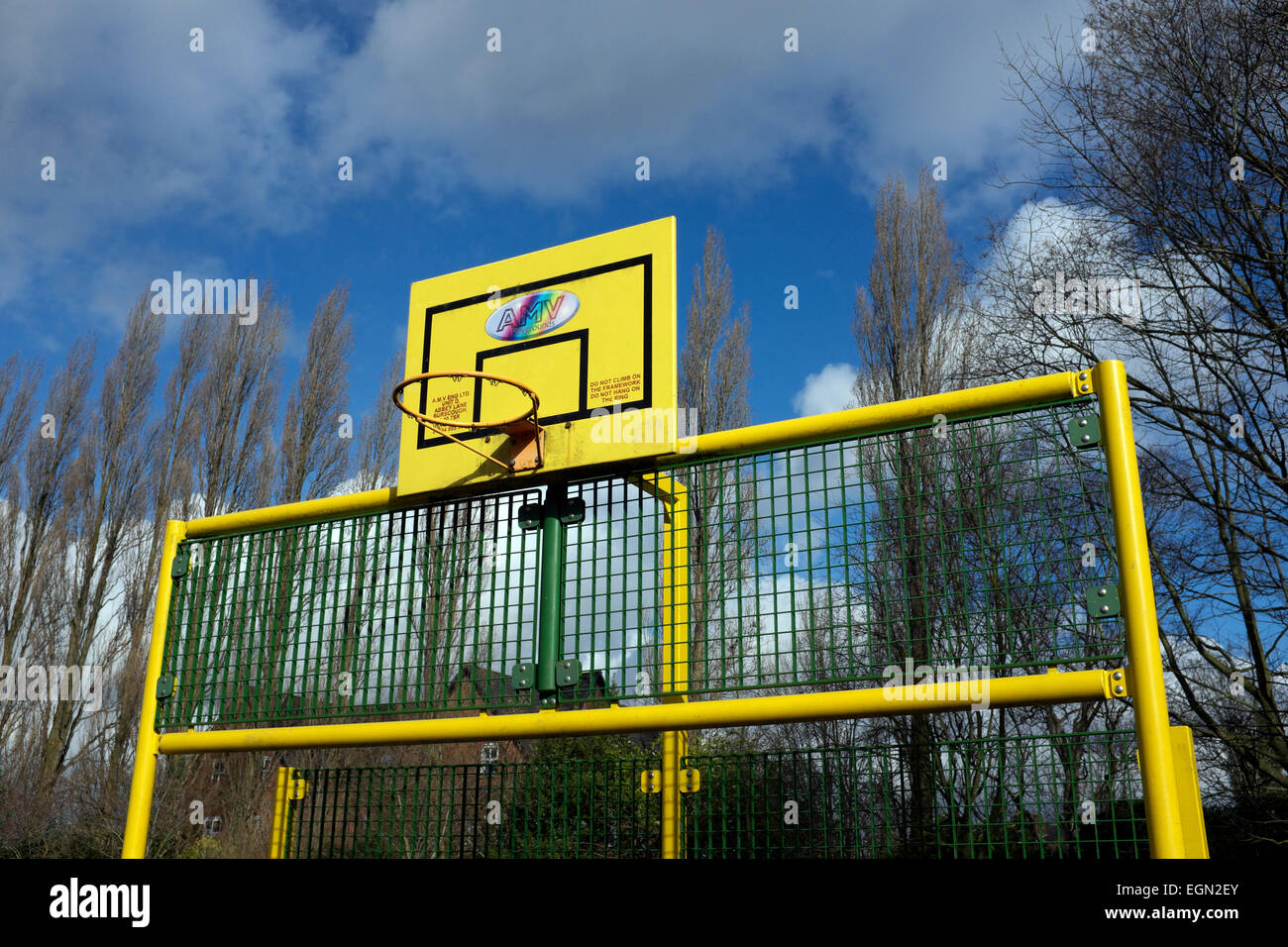 basketball ring in didsbury park, didsbury, manchester Stock Photo - Alamy