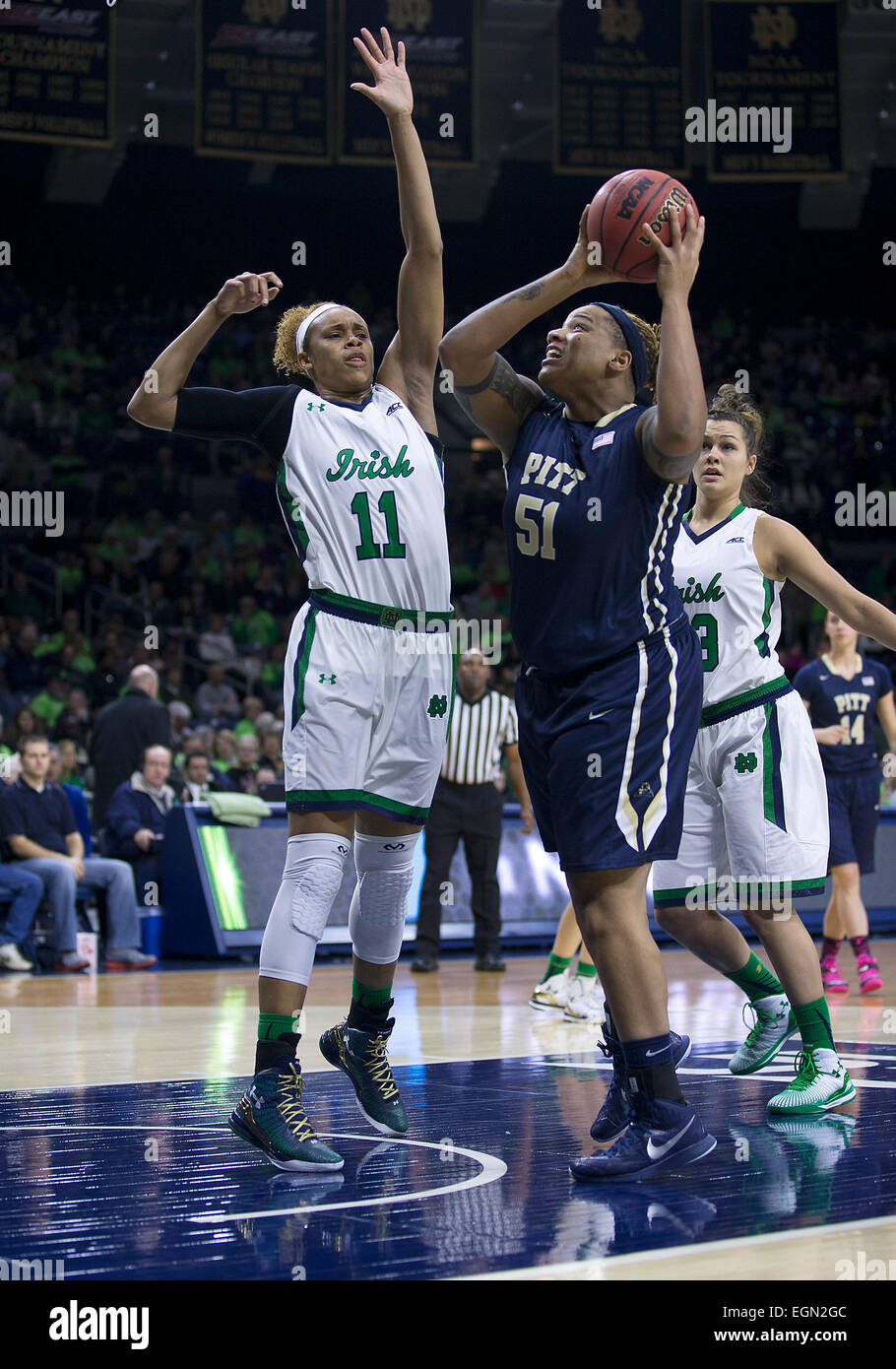 Indiana, USA. 26th February, 2015. Pittsburgh forward Cora McManus (51 ...