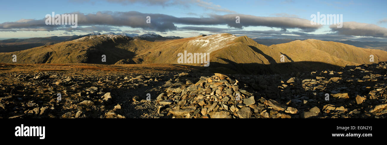 Coniston Fells Swirl How and Grey Friar from Brim Fell Panorama Winter ...