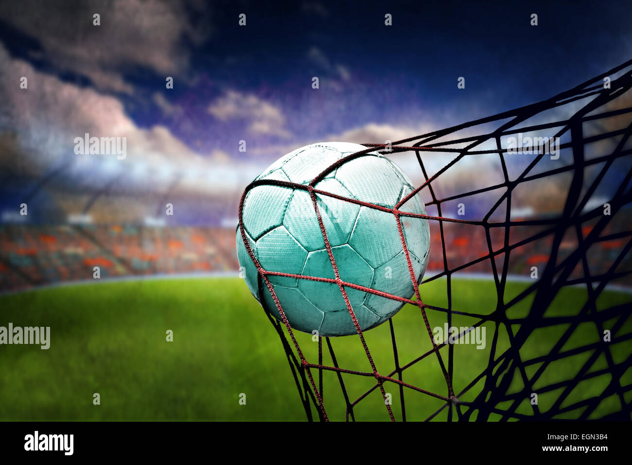 symbolic picture for goal with a soccer ball in net Stock Photo - Alamy