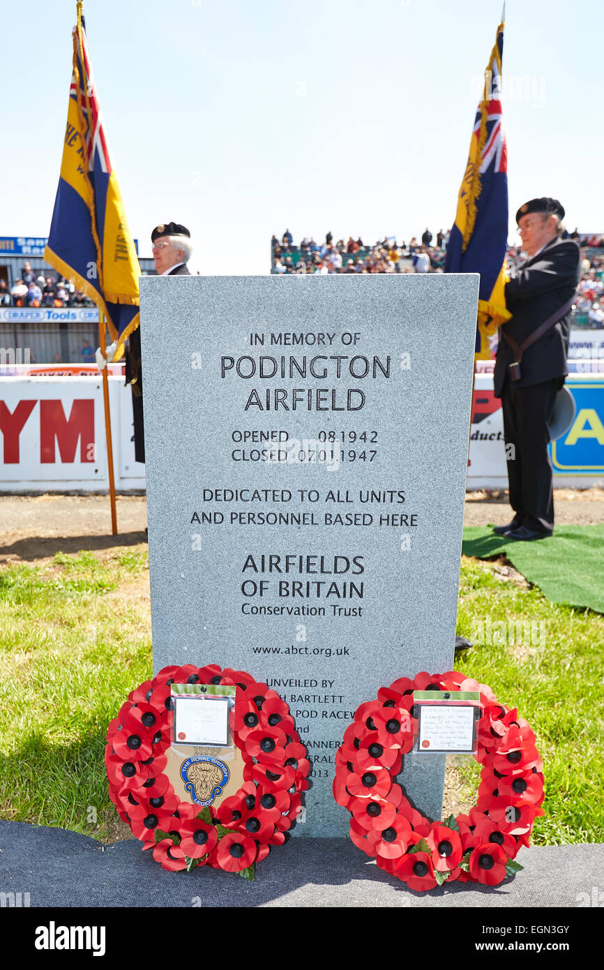 General view of a memorial stone at Podington Airfield installed by the ...
