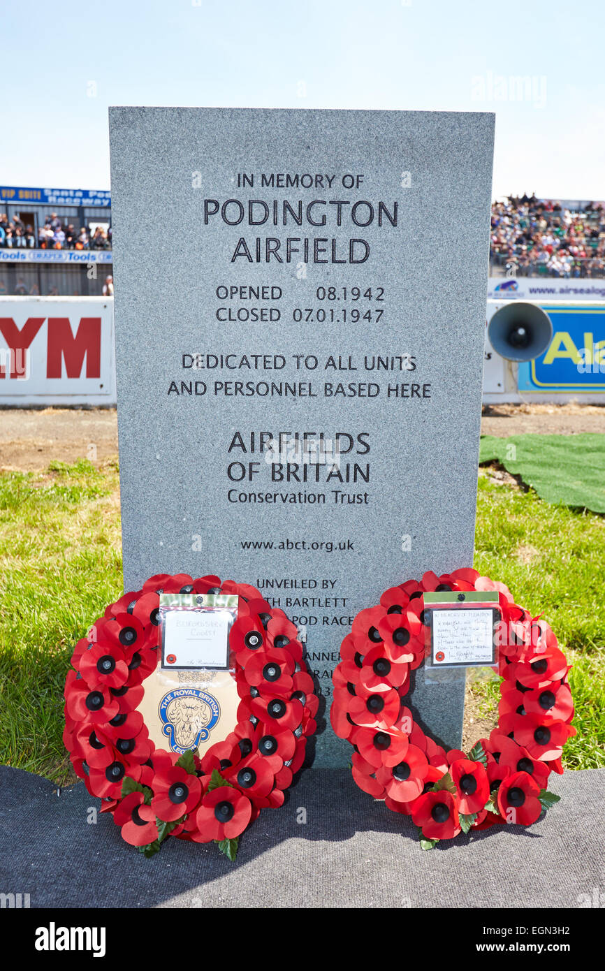 General view of a memorial stone at Podington Airfield installed by the ...
