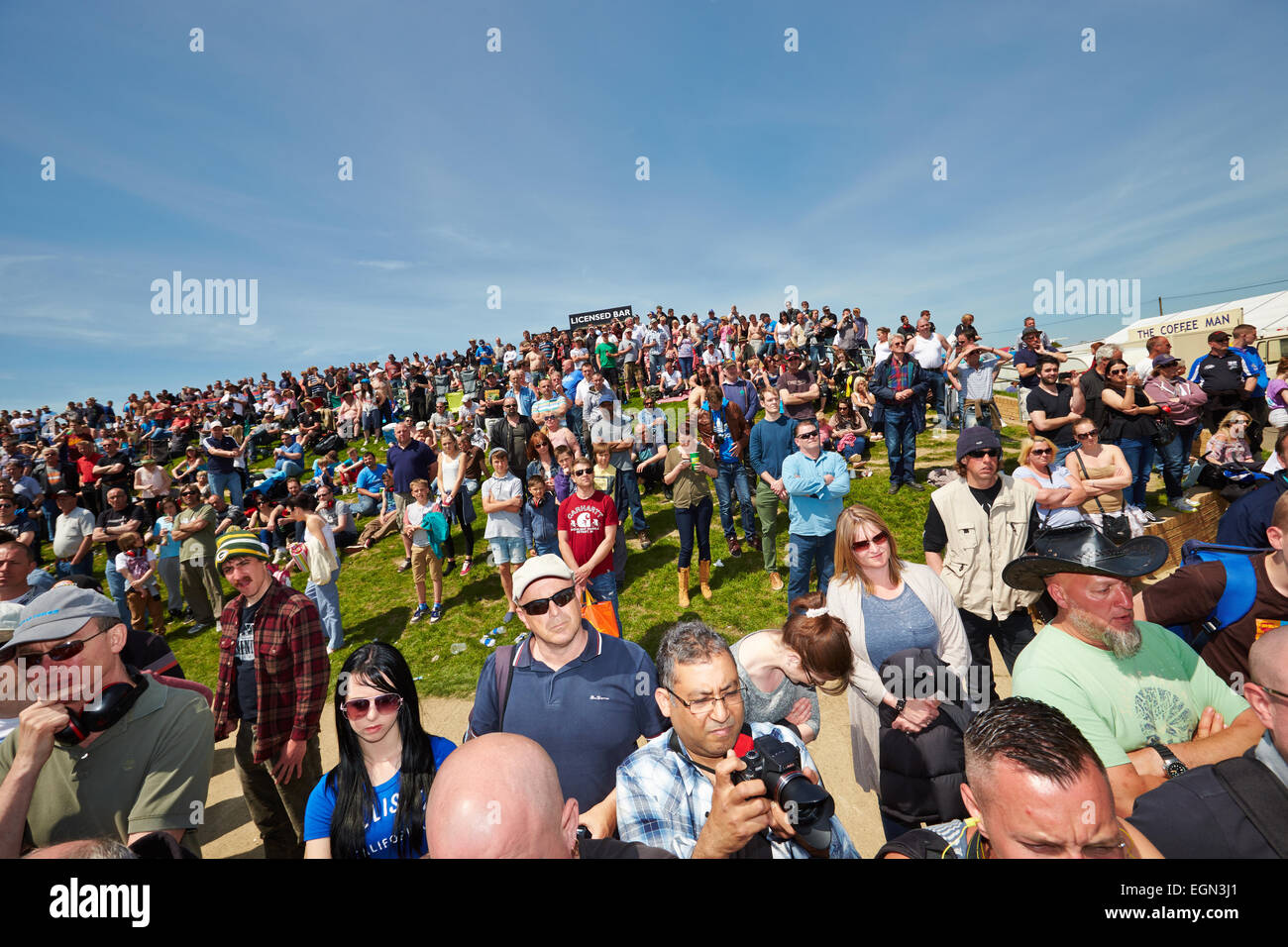 Crowd watching drag racing at the Santa Pod Raceway in Podington Stock ...
