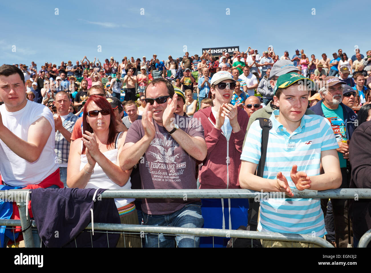 Crowd watching drag racing at the Santa Pod Raceway in Podington Stock ...