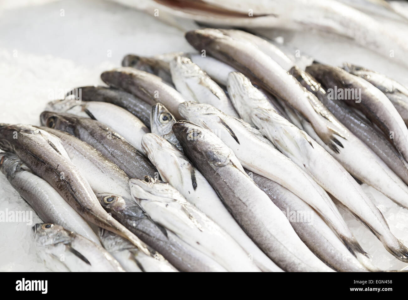 Fresh fish in a market, detail of an old fishmonger, healthy food, sea ...