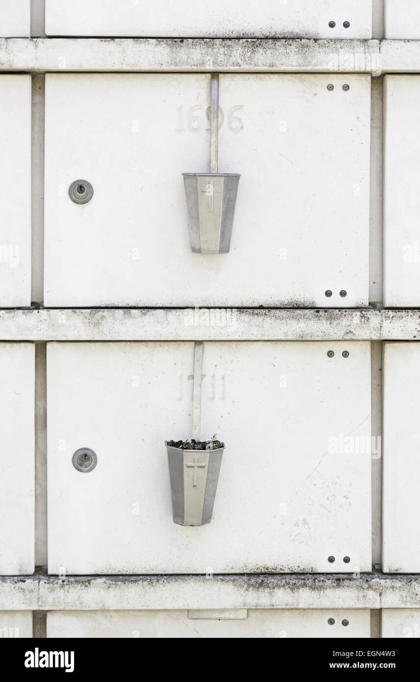 New graves in a cemetery, detail from a grave in a cemetery in the city ...