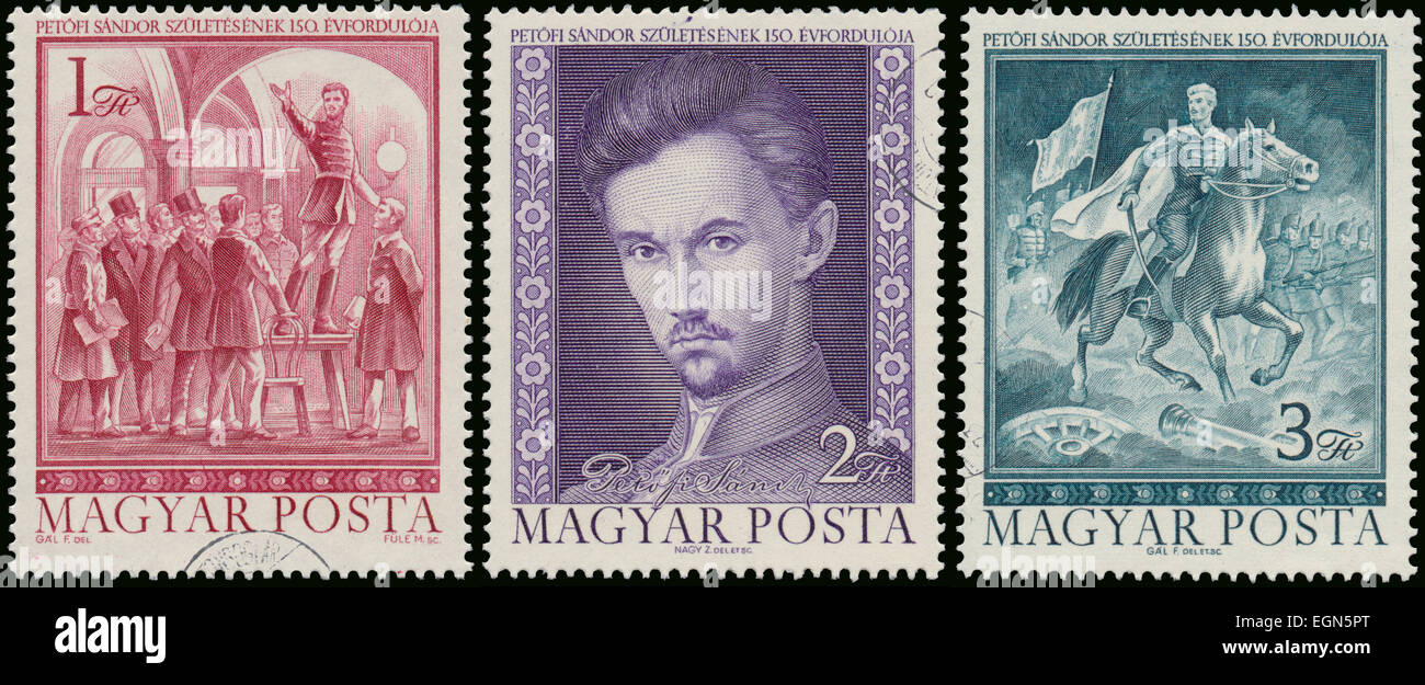 HUNGARY - CIRCA 1972. Set of Stamps printed by Hungary shows image ...