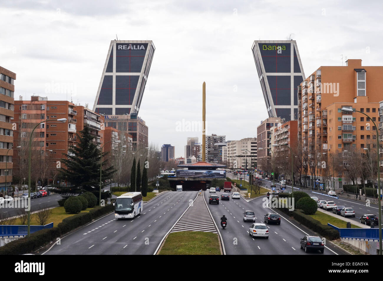 Twin office buildings, Gate of Europe Towers, Puerta de Europa, Torres ...