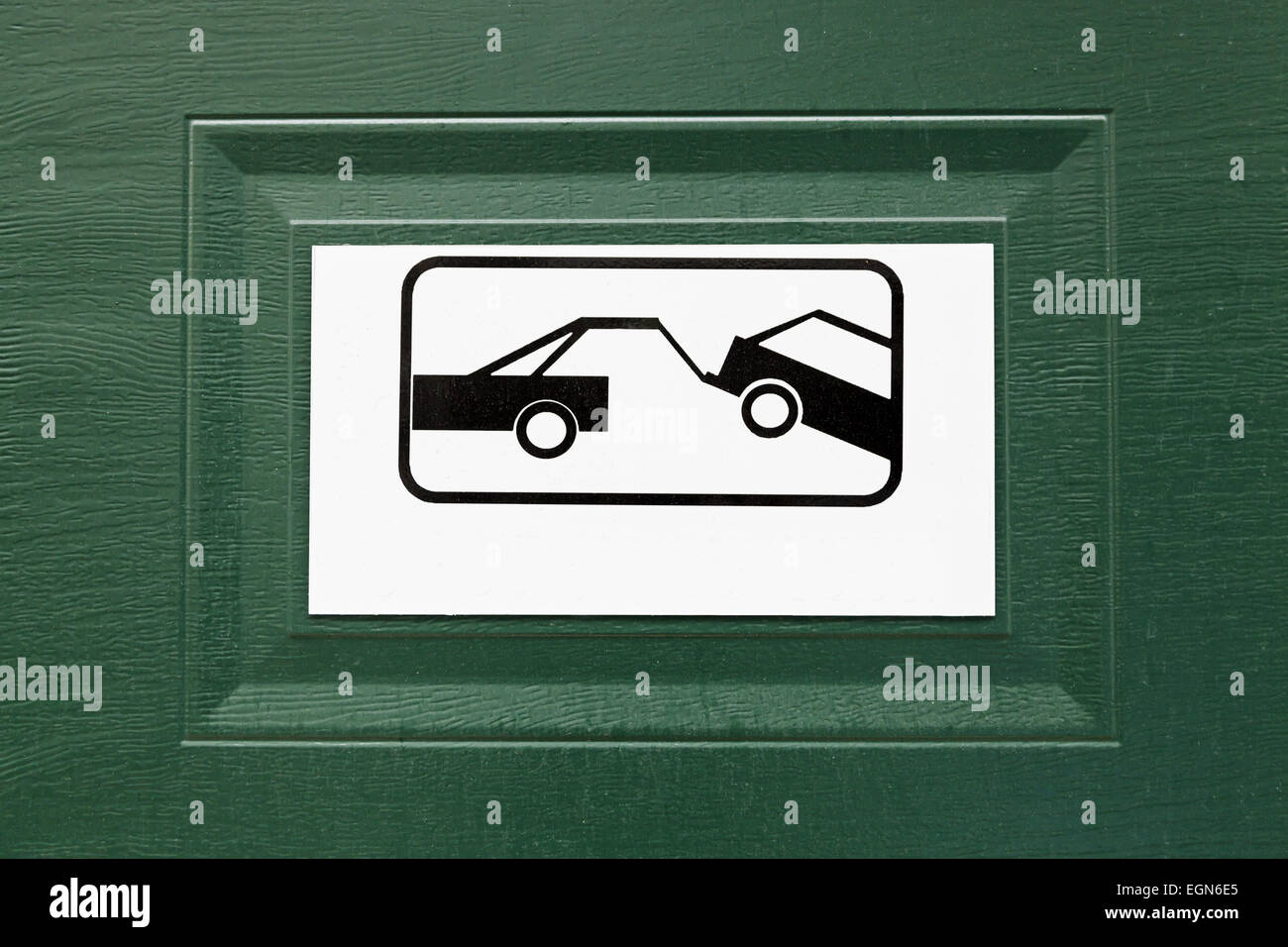 Signal crane car, detail of a sign for cars, and safety information ...