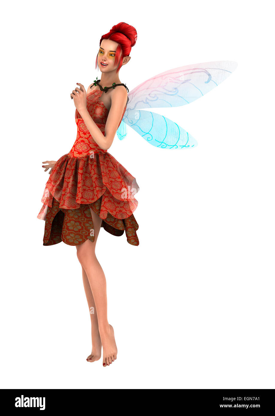 3D digital render of a beautiful fantasy fae isolated on white ...