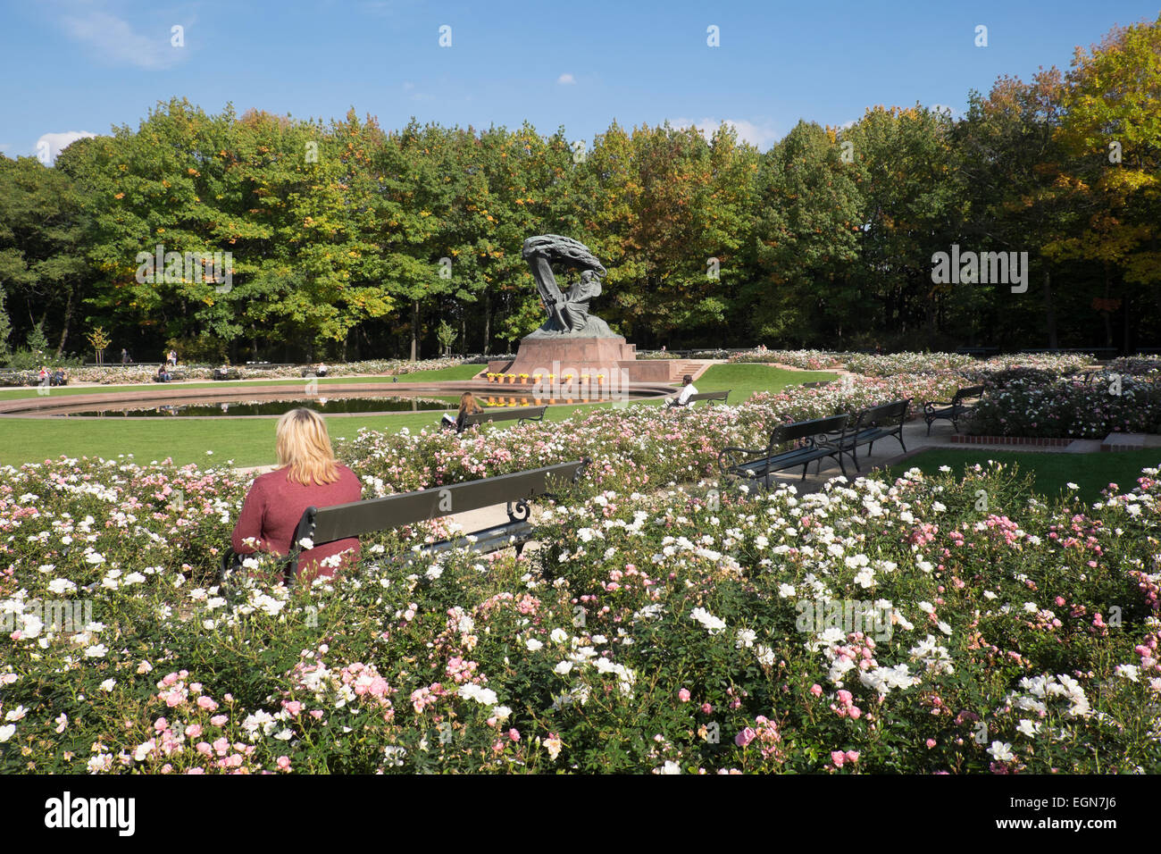 Frederic Chopin gardens in Warsaw Poland. The memorial gardens are ...