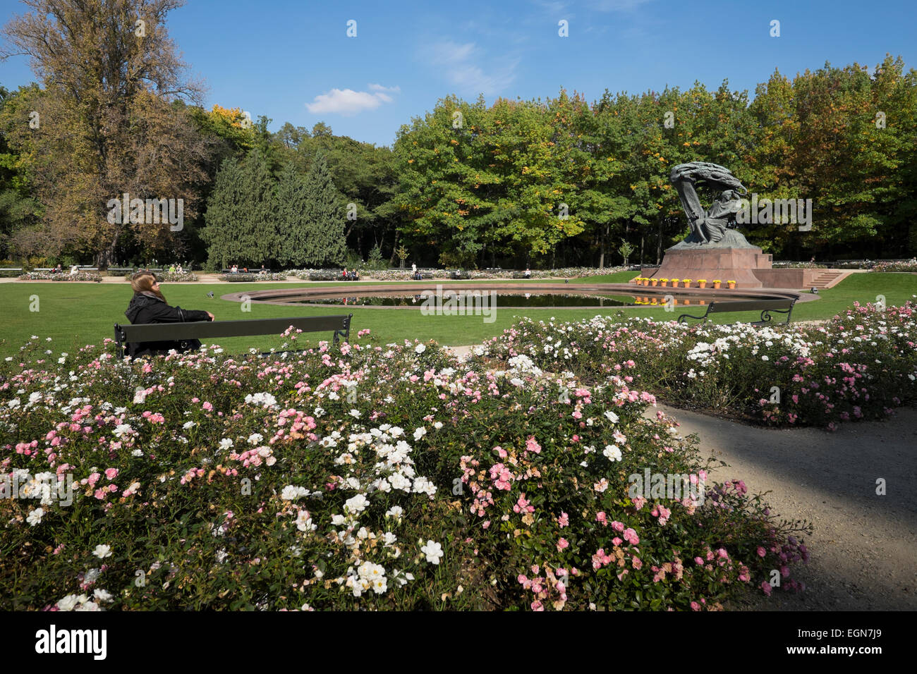 Frederic Chopin gardens in Warsaw Poland. The memorial gardens are ...