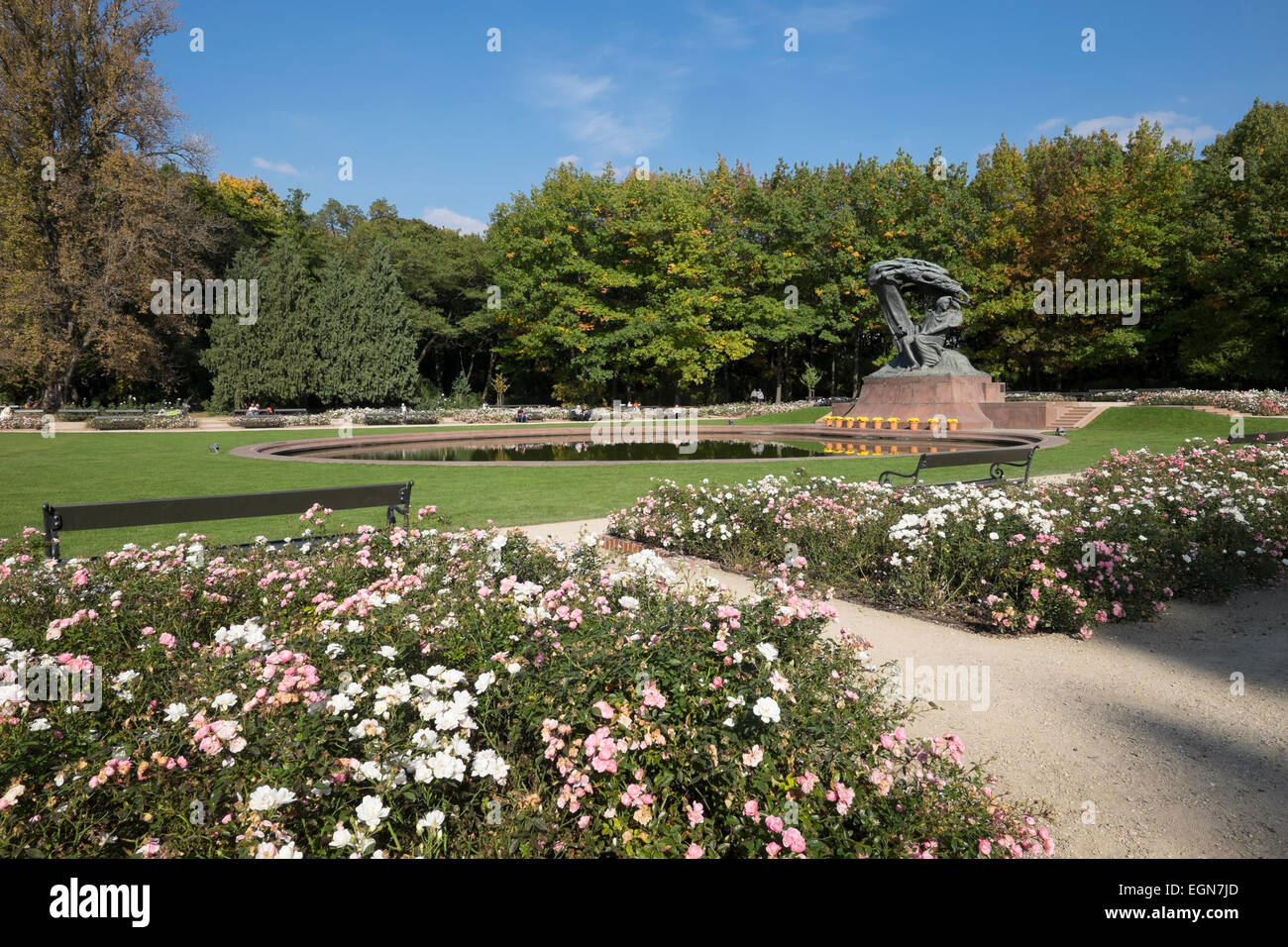 Frederic Chopin gardens in Warsaw Poland. The memorial gardens are ...