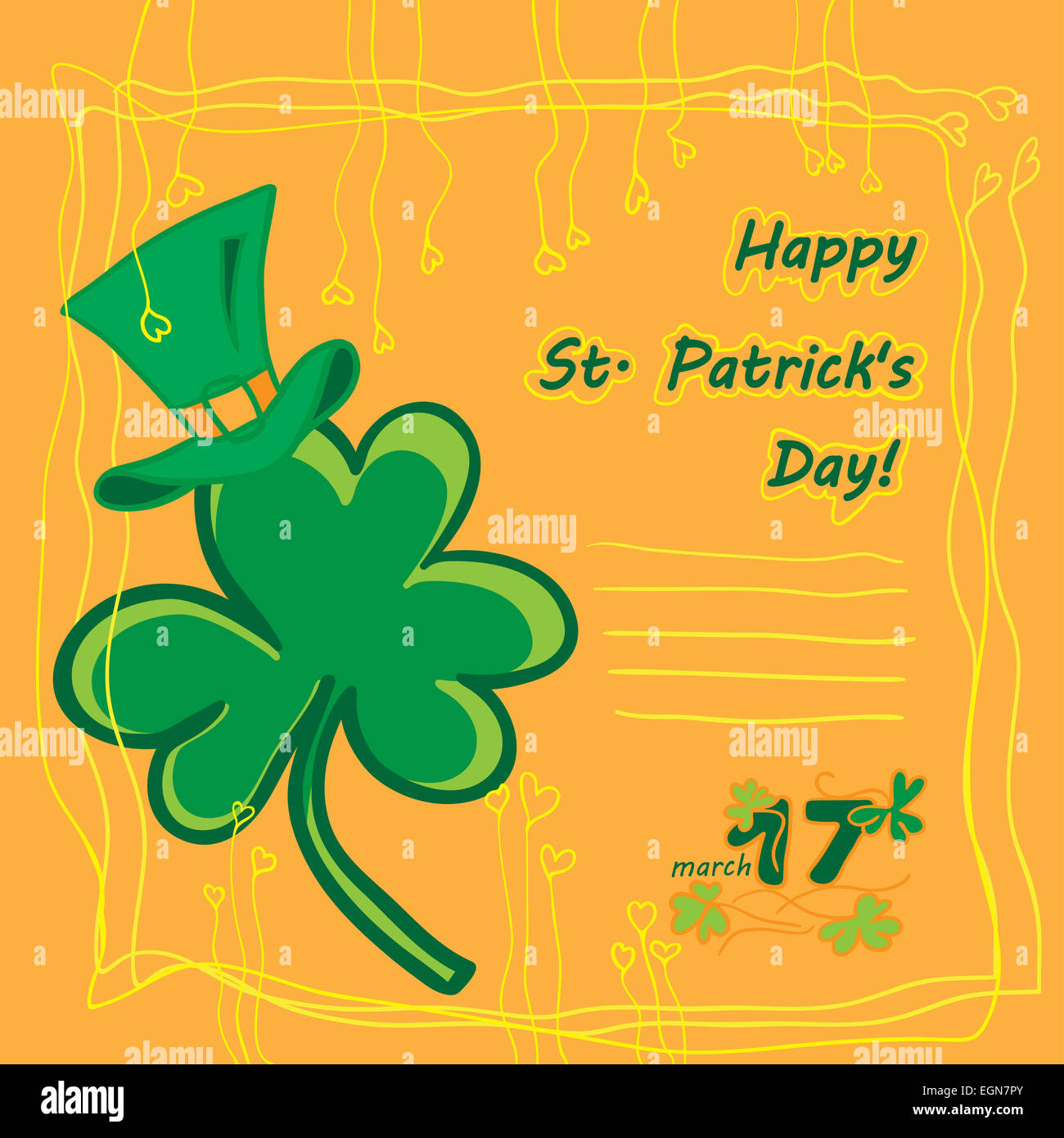 Irish st patrick day party card with flat symbols of the holiday and ...