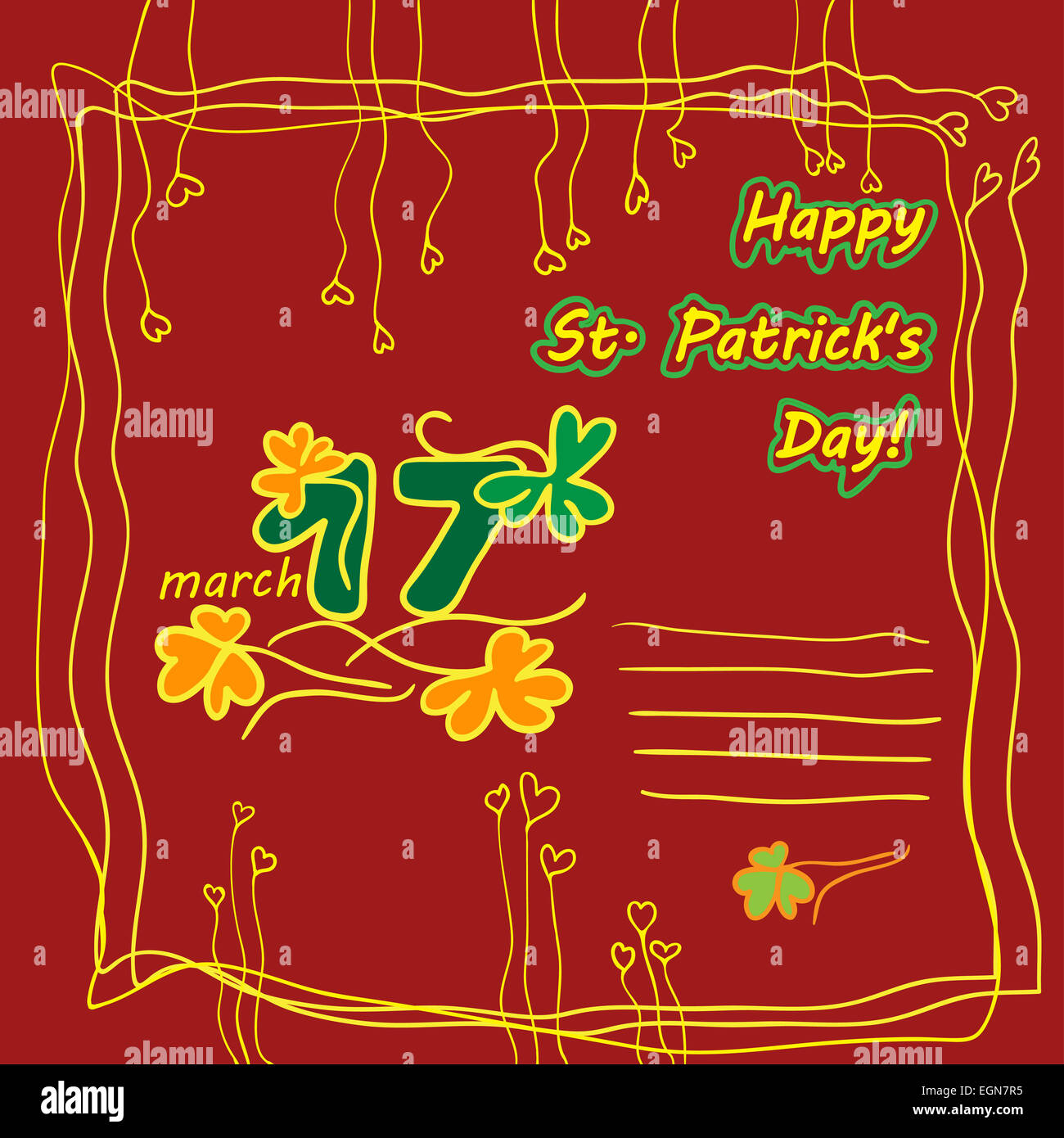 Irish st patrick day party card with flat symbols of the holiday and ...