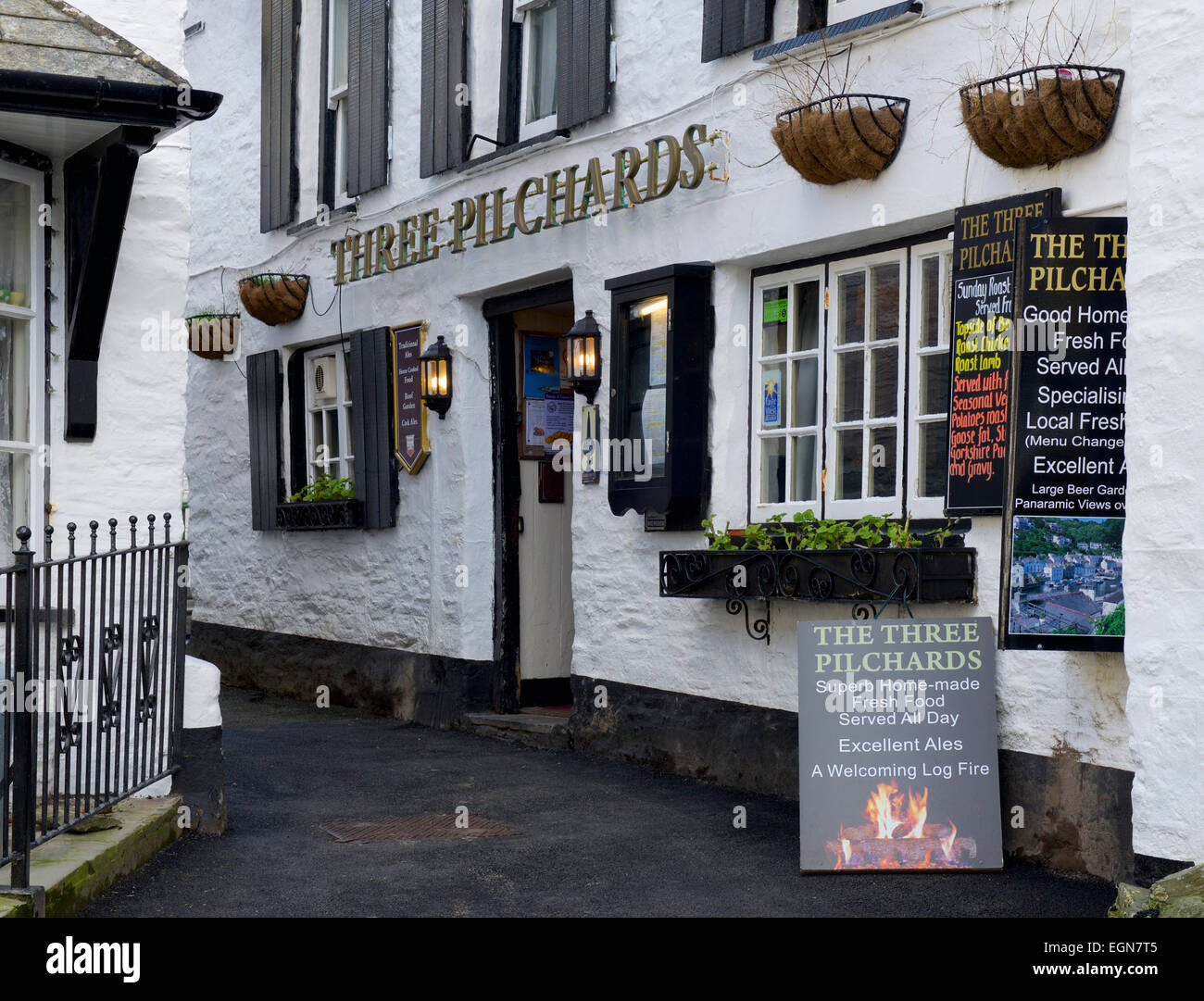 Pub - Three Pilchards - in Polperro, Cornwall, England UK Stock Photo ...