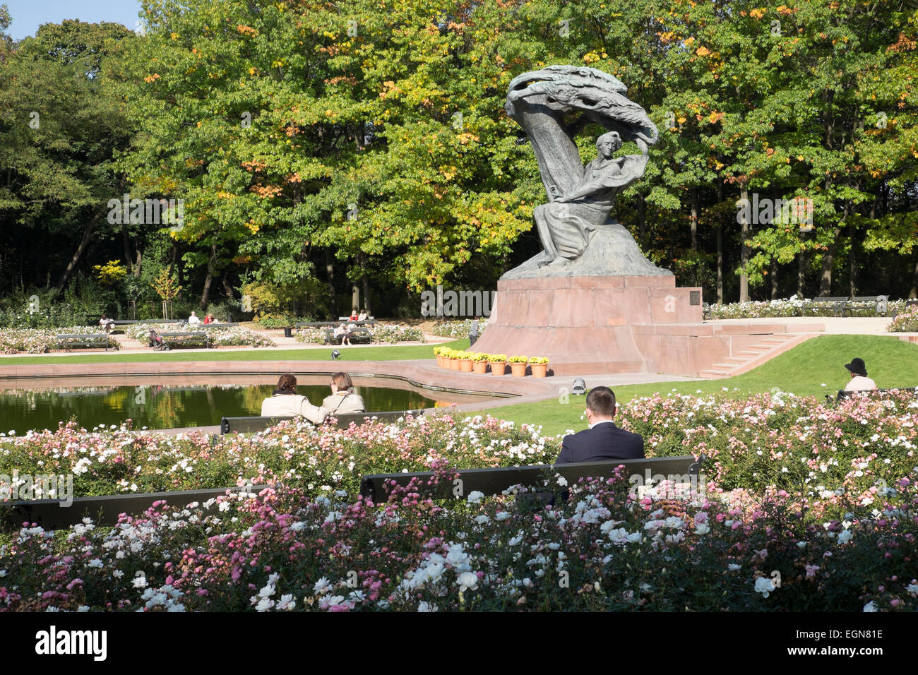 Frederic Chopin gardens in Warsaw Poland. The memorial gardens are ...