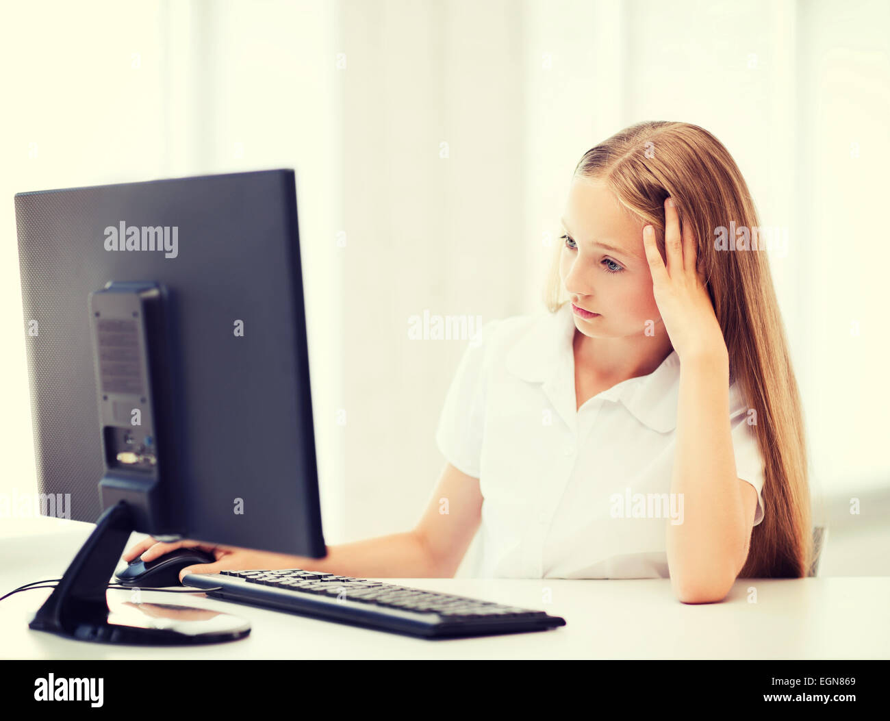 student girl with computer at school Stock Photo - Alamy