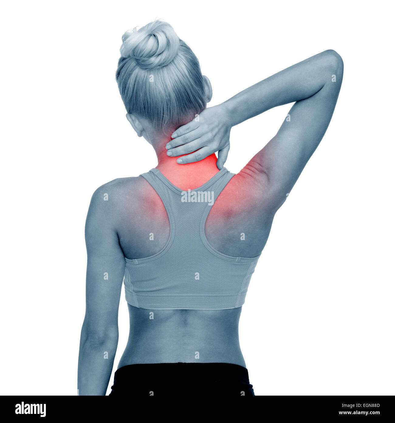 sporty woman touching her neck Stock Photo - Alamy