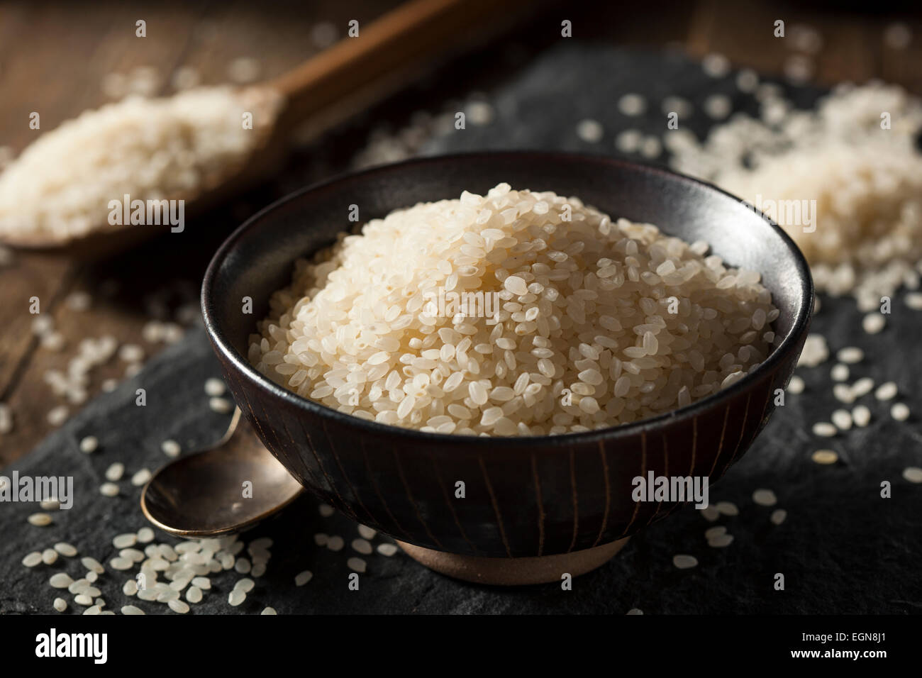 Raw White Sushi Rice in a Bowl Stock Photo - Alamy