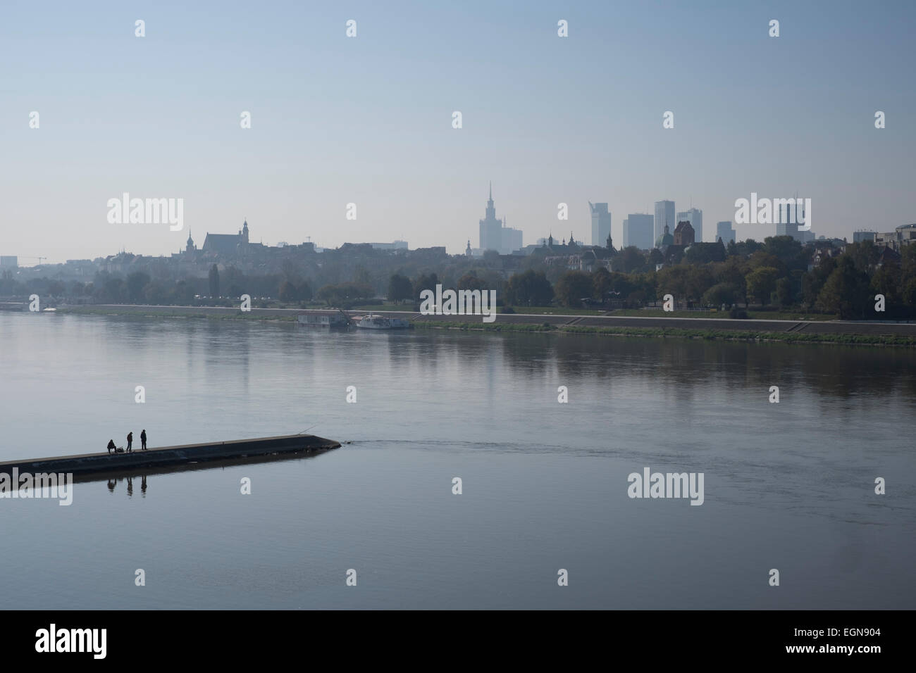 Warsaw Skyline from the Gdansk Bridge over Wisla River Stock Photo - Alamy