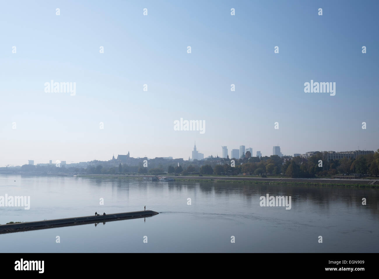 Warsaw Skyline from the Gdansk Bridge over Wisla River Stock Photo - Alamy