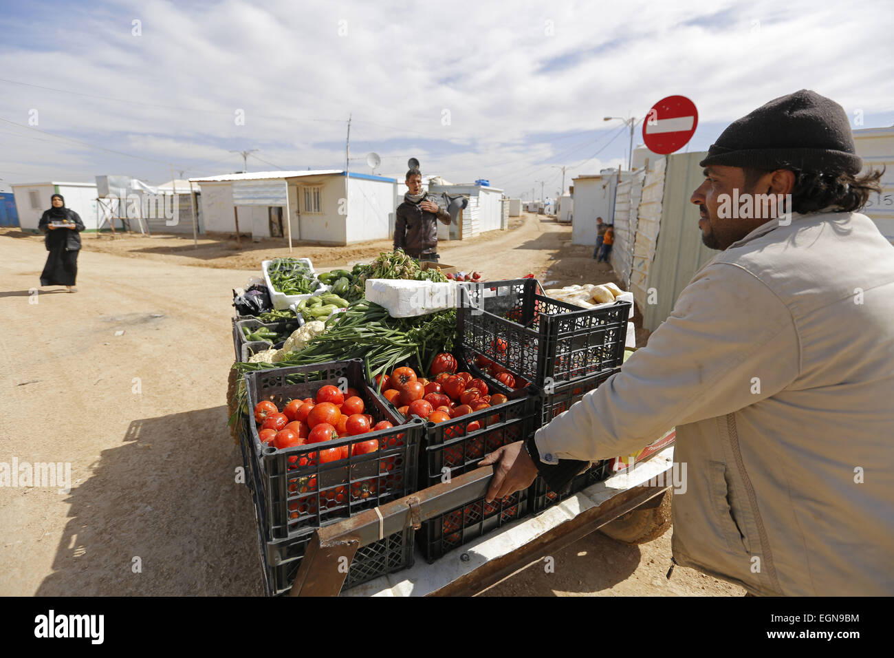 Feb. 27, 2015 - Al-Za'Tari R.C., Al-Mafraq, Jordan - A wagon is moved ...