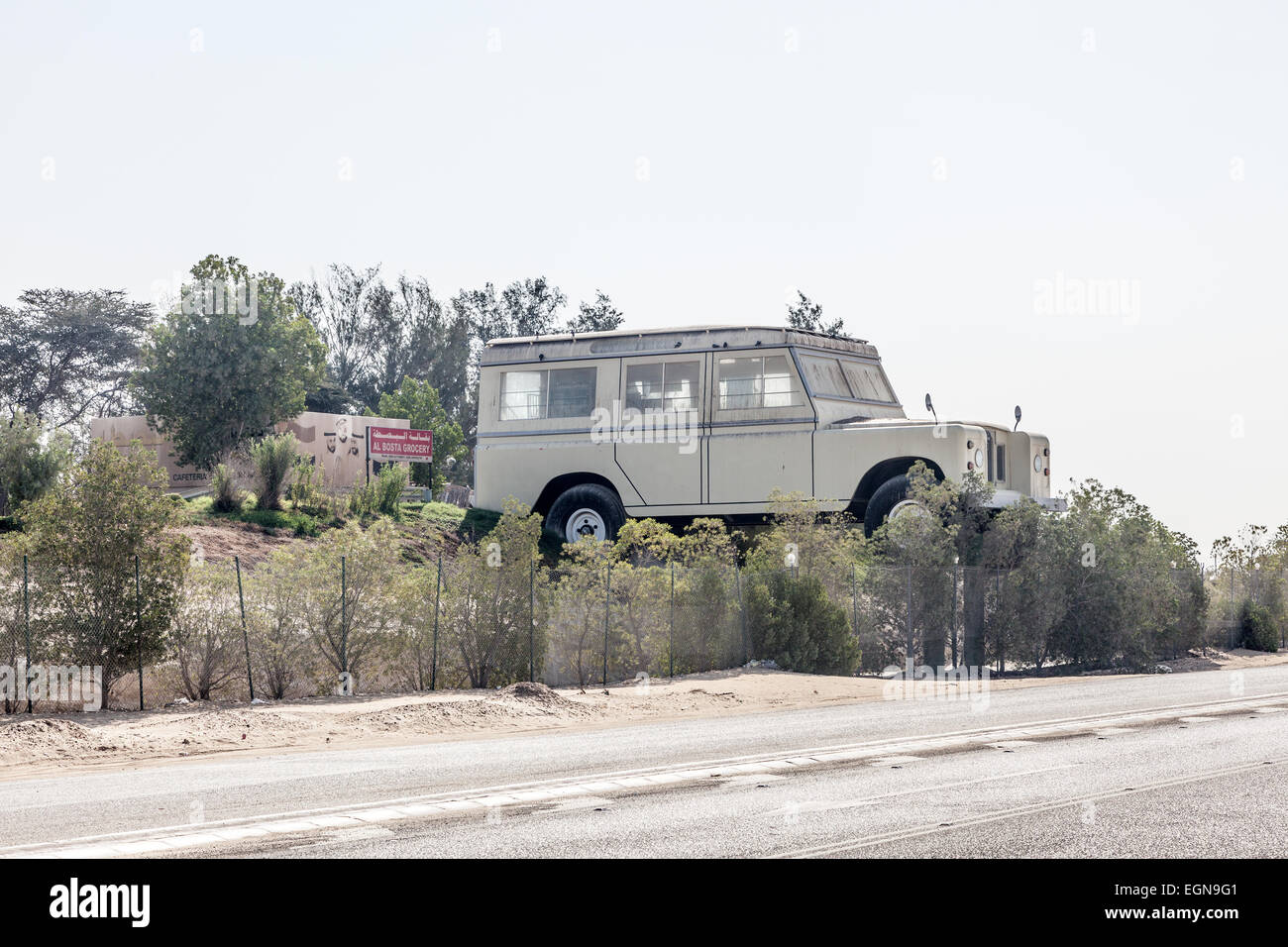 Giant Land Rover replica at the Emirates National Auto Museum in Abu ...