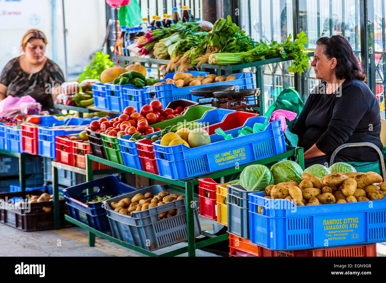 Ladies in the market in Paphos Old Town, Cyprus Stock Photo - Alamy