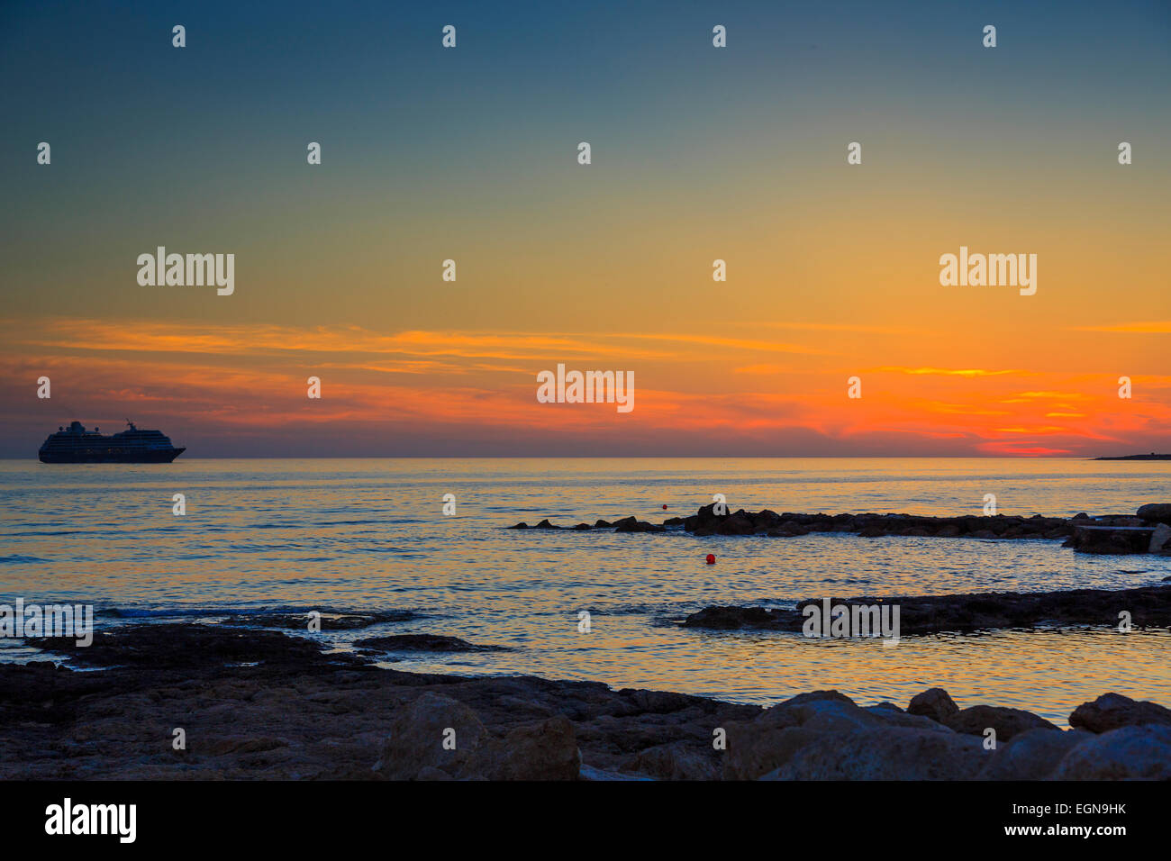 A sunset from Paphos Beach, Cyprus Stock Photo - Alamy