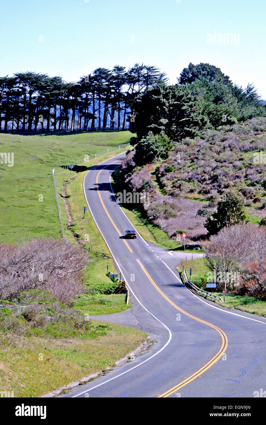 view of shoreline highway in Mendocino county california Stock Photo ...
