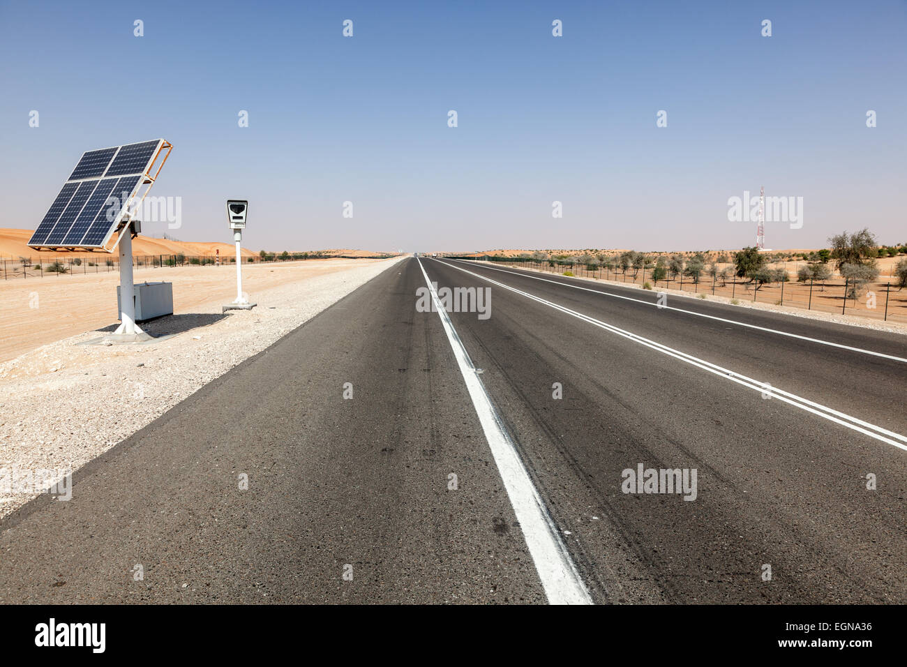 Solar powered speed control camera on the highway in Abu Dhabi, United ...