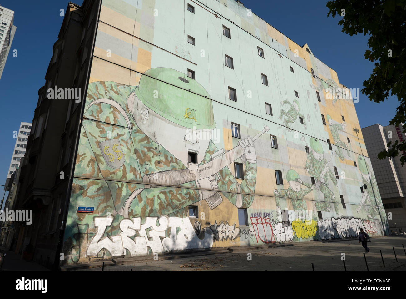 HIgh rise building with graffiti in Warsaw, Poland Stock Photo - Alamy