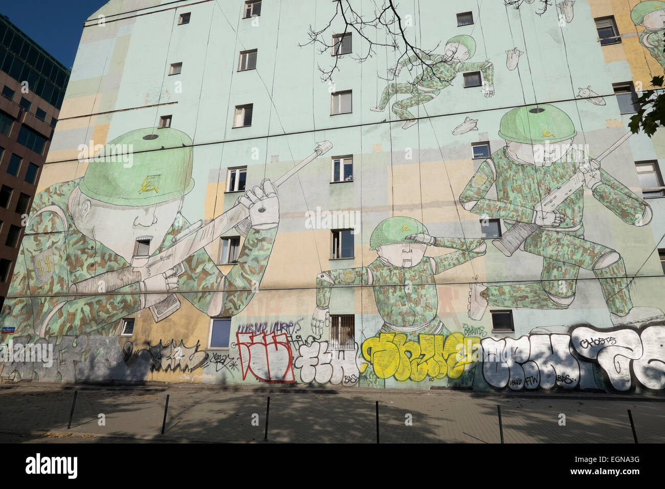 HIgh rise building with graffiti in Warsaw, Poland Stock Photo - Alamy