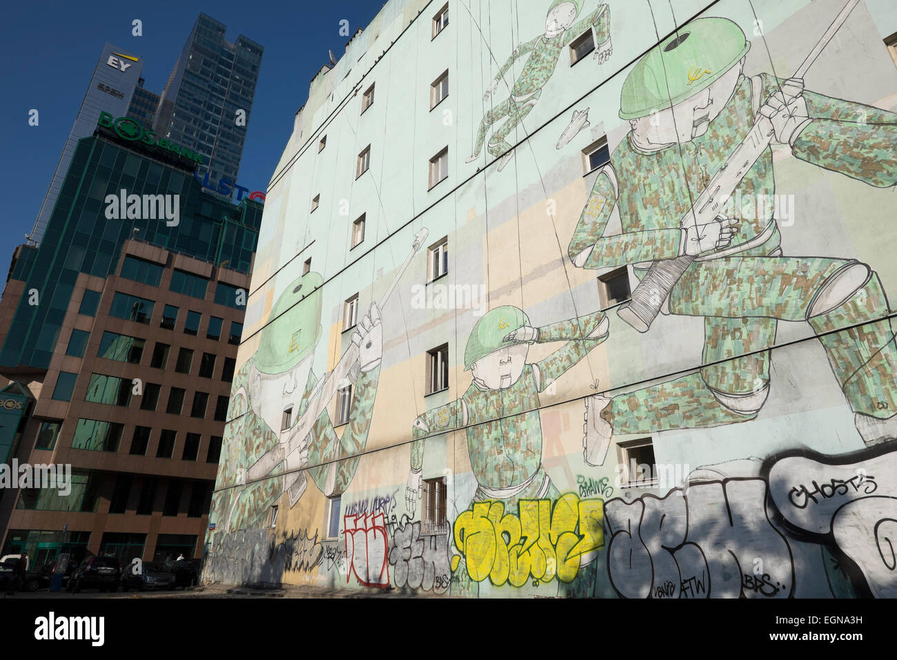 HIgh rise building with graffiti in Warsaw, Poland Stock Photo - Alamy