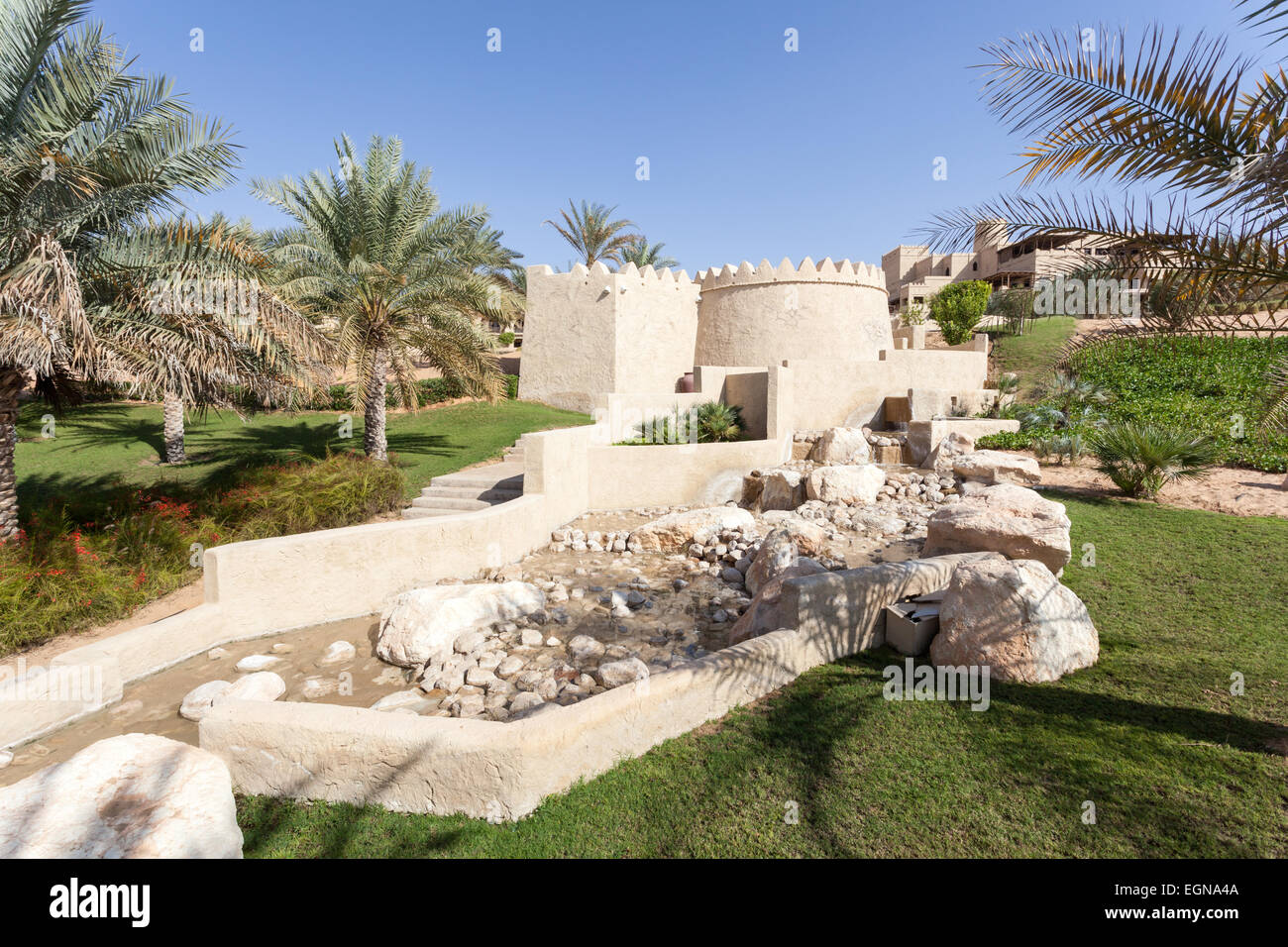 Desert oasis resort in the Emirate of Abu Dhabi, United Arab Emirates ...