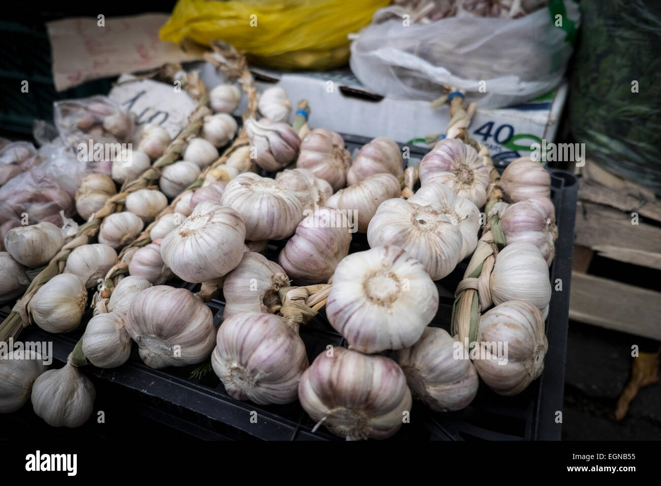 Garlic for sale at Polish Market Stock Photo - Alamy