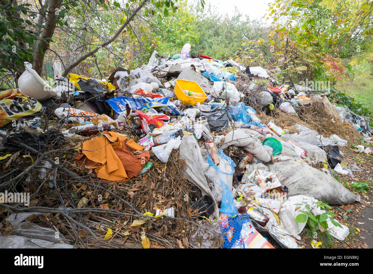 Rubbish dumped in a secluded area Stock Photo - Alamy