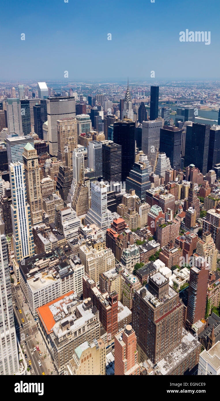 NEW YORK CITY - Buildings of Manhattan Skyline from Above Stock Photo ...